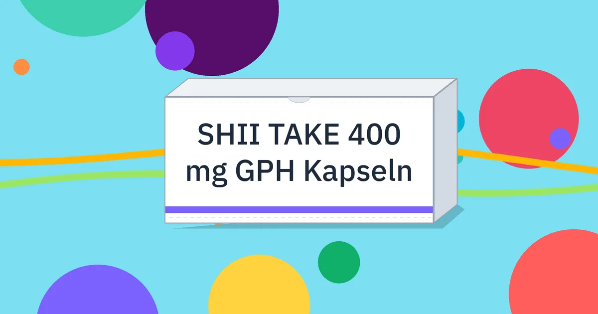 Symbolbild: Packung mit der Aufschrift SHII TAKE 400 mg GPH Kapseln (PZN 00967601) – Verfügbarkeit und Bezug in Apotheken in Frankfurt am Main