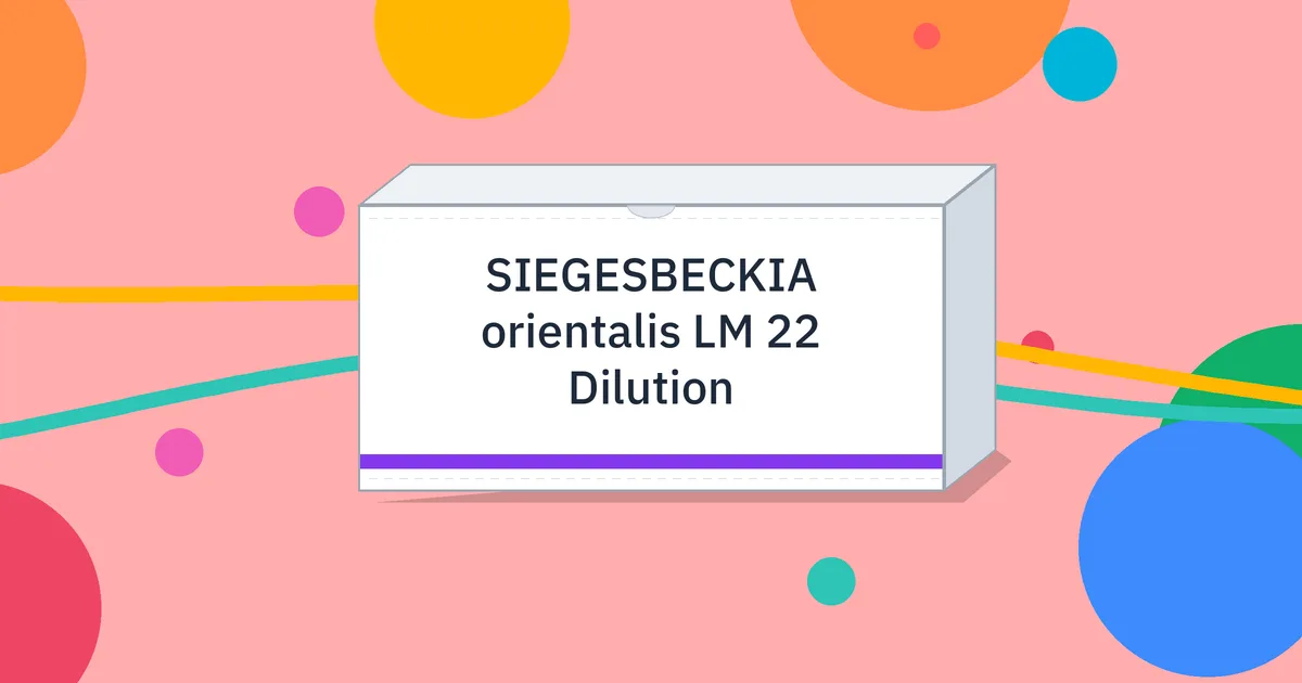 Symbolbild: Packung mit der Aufschrift SIEGESBECKIA orientalis LM 22 Dilution (PZN 13677425) – Verfügbarkeit und Bezug in Apotheken in Frankfurt am Main
