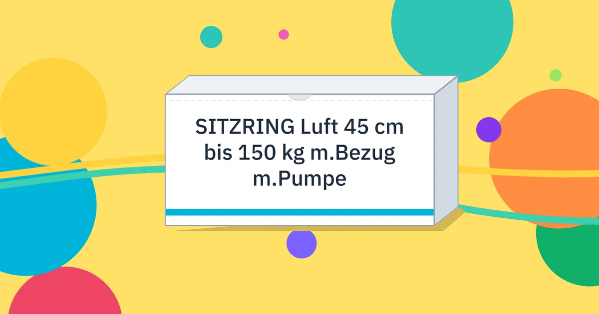 Symbolbild: Packung mit der Aufschrift SITZRING Luft 45 cm bis 150 kg m.Bezug m.Pumpe (PZN 16515083) – Verfügbarkeit und Bezug in Apotheken in Frankfurt am Main