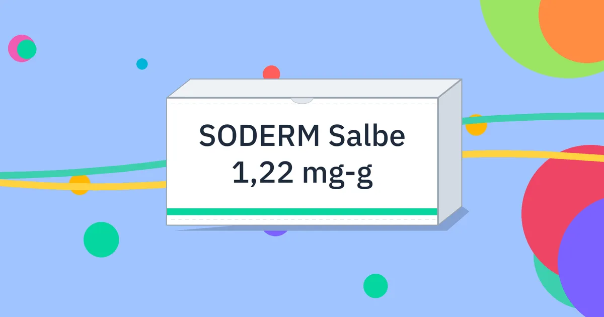 Symbolbild: Packung mit der Aufschrift SODERM Salbe 1,22 mg-g (PZN 01292453) – Verfügbarkeit und Bezug in Apotheken in Frankfurt am Main