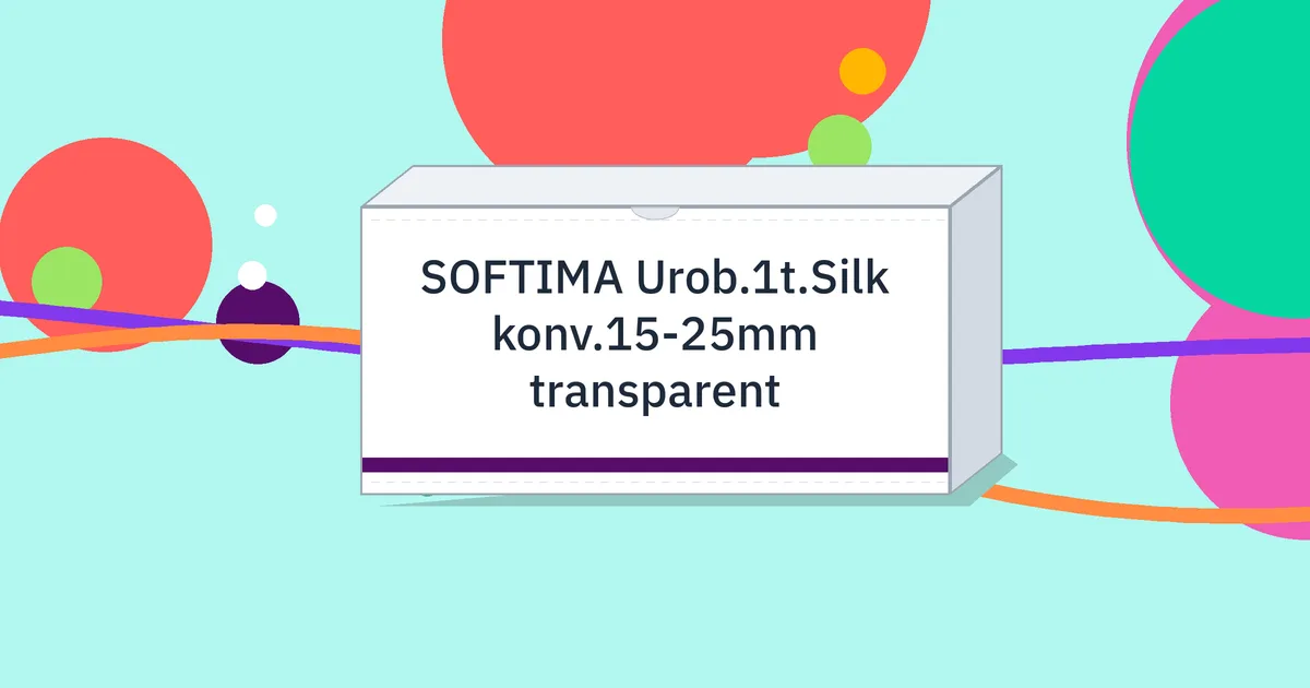 Symbolbild: Packung mit der Aufschrift SOFTIMA Urob.1t.Silk konv.15-25mm transparent (PZN 17953224) – Verfügbarkeit und Bezug in Apotheken in Frankfurt am Main