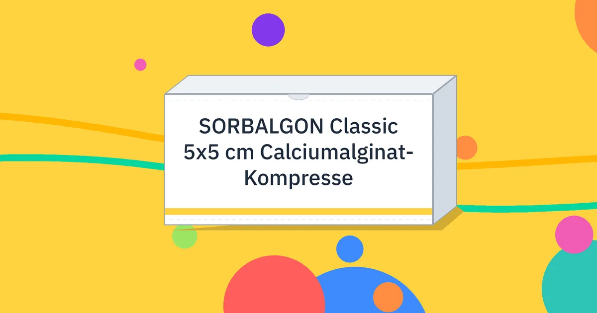 Symbolbild: Packung mit der Aufschrift SORBALGON Classic 5x5 cm Calciumalginat-Kompresse (PZN 19291721) – Verfügbarkeit und Bezug in Apotheken in Frankfurt am Main