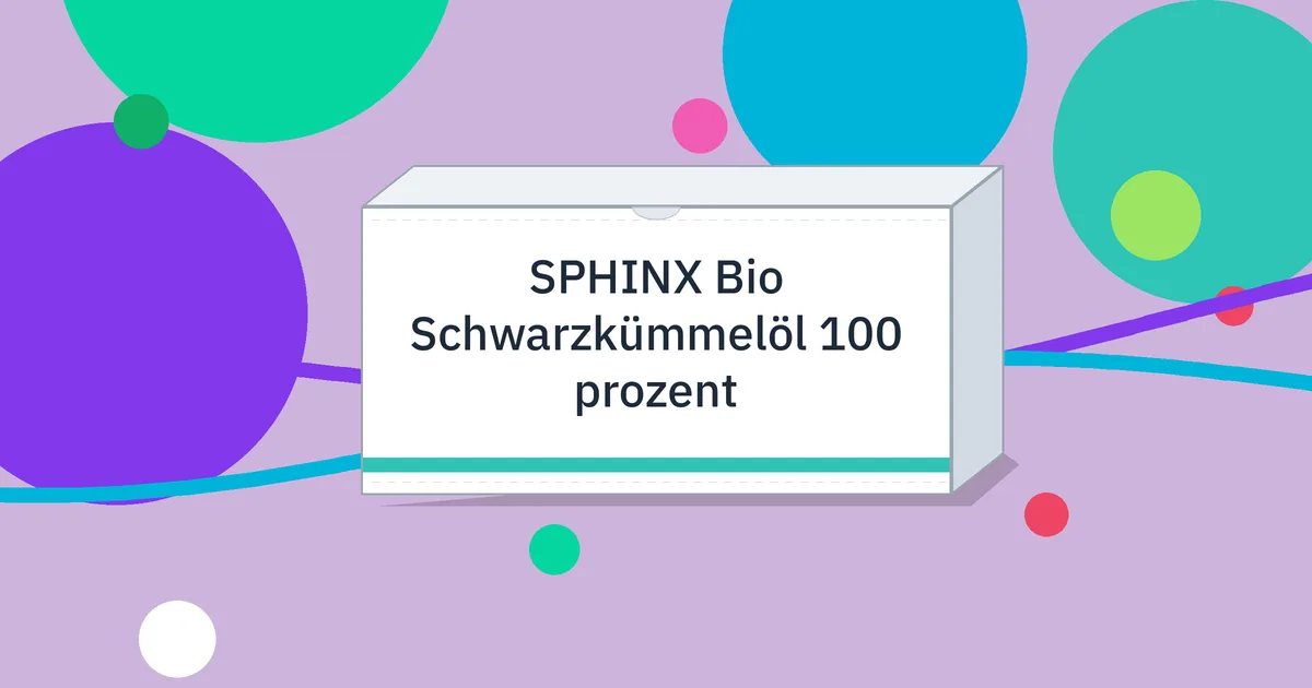 Symbolbild: Packung mit der Aufschrift SPHINX Bio Schwarzkümmelöl 100 prozent (PZN 20817772) – Verfügbarkeit und Bezug in Apotheken in Frankfurt am Main