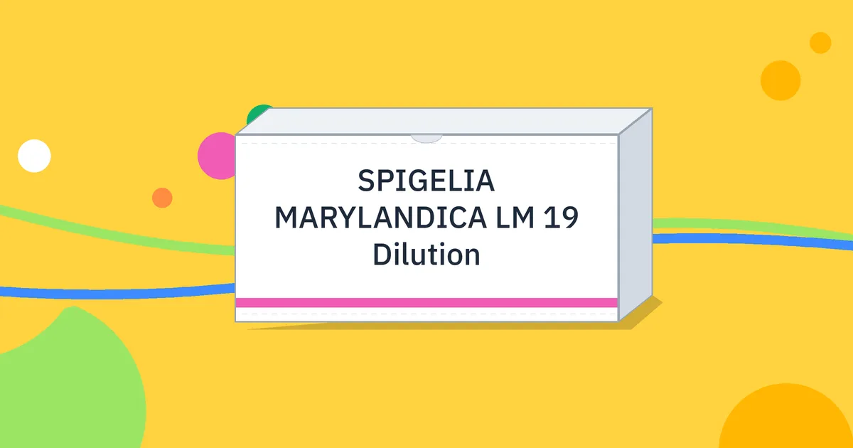Symbolbild: Packung mit der Aufschrift SPIGELIA MARYLANDICA LM 19 Dilution (PZN 13195672) – Verfügbarkeit und Bezug in Apotheken in Frankfurt am Main