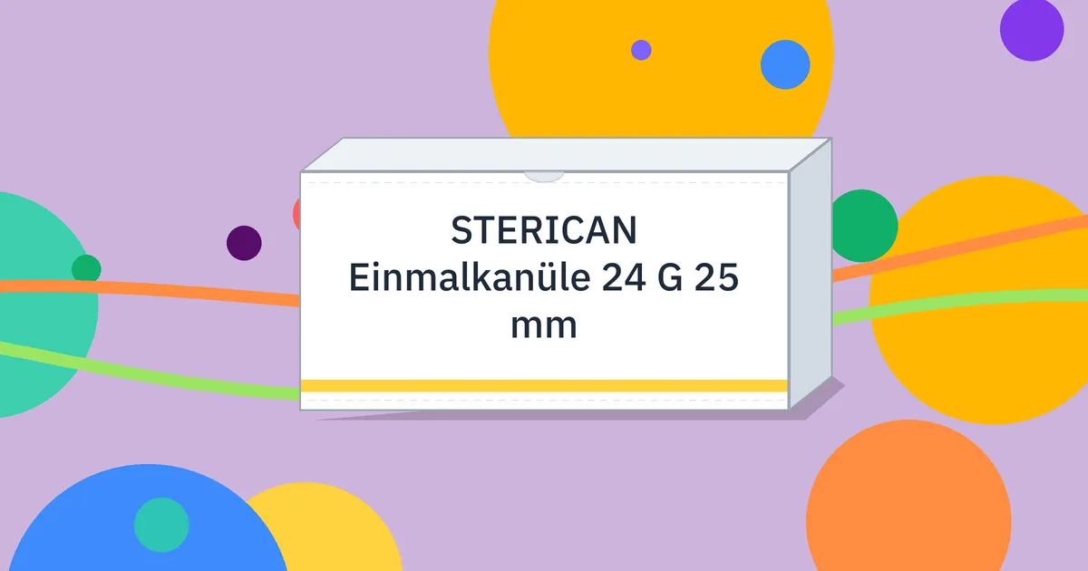Symbolbild: Packung mit der Aufschrift STERICAN Einmalkanüle 24 G 25 mm (PZN 18746415) – Verfügbarkeit und Bezug in Apotheken in Frankfurt am Main