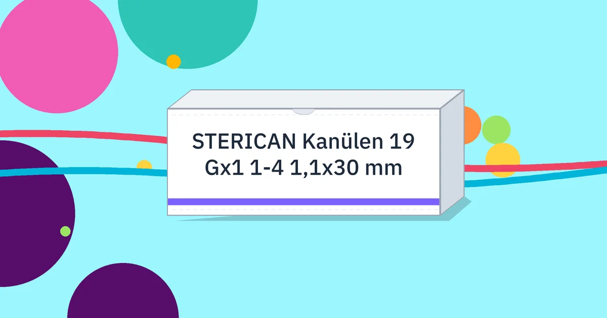 Symbolbild: Packung mit der Aufschrift STERICAN Kanülen 19 Gx1 1-4 1,1x30 mm (PZN 16016693) – Verfügbarkeit und Bezug in Apotheken in Frankfurt am Main
