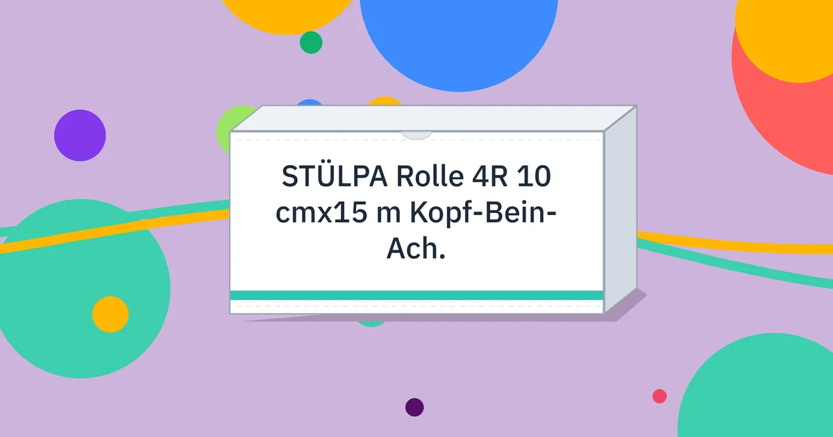 Symbolbild: Packung mit der Aufschrift STÜLPA Rolle 4R 10 cmx15 m Kopf-Bein-Ach. (PZN 18725502) – Verfügbarkeit und Bezug in Apotheken in Frankfurt am Main