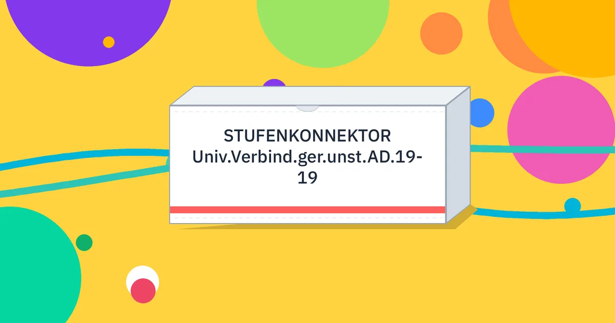 Symbolbild: Packung mit der Aufschrift STUFENKONNEKTOR Univ.Verbind.ger.unst.AD.19-19 (PZN 07695732) – Verfügbarkeit und Bezug in Apotheken in Frankfurt am Main