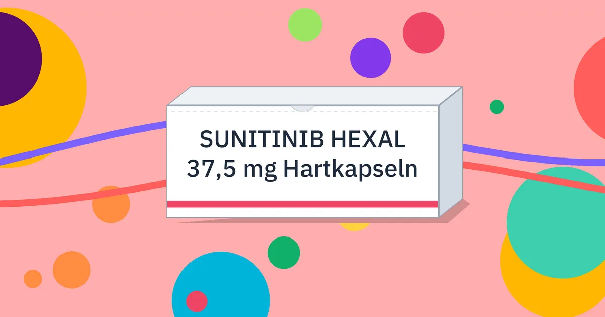 Symbolbild: Packung mit der Aufschrift SUNITINIB HEXAL 37,5 mg Hartkapseln (PZN 17270790) – Verfügbarkeit und Bezug in Apotheken in Frankfurt am Main