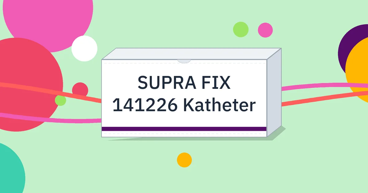 Symbolbild: Packung mit der Aufschrift SUPRA FIX 141226 Katheter (PZN 06679168) – Verfügbarkeit und Bezug in Apotheken in Frankfurt am Main