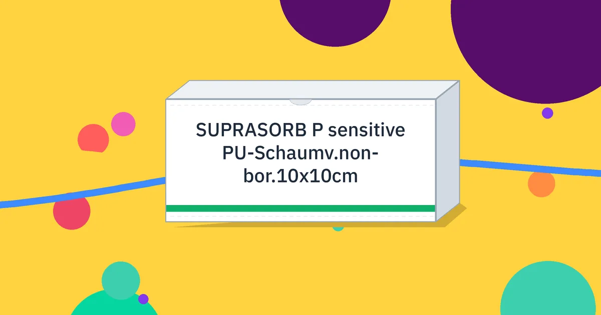 Symbolbild: Packung mit der Aufschrift SUPRASORB P sensitive PU-Schaumv.non-bor.10x10cm (PZN 17615409) – Verfügbarkeit und Bezug in Apotheken in Frankfurt am Main