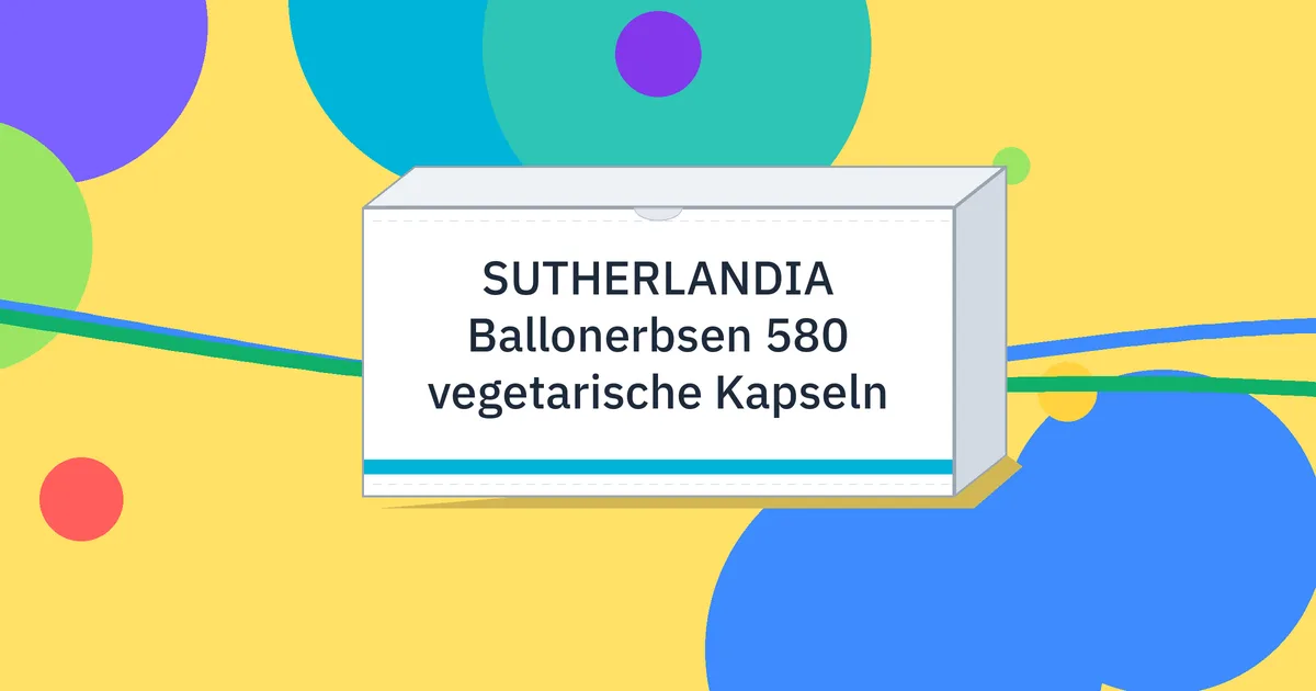 Symbolbild: Packung mit der Aufschrift SUTHERLANDIA Ballonerbsen 580 vegetarische Kapseln (PZN 01056095) – Verfügbarkeit und Bezug in Apotheken in Frankfurt am Main