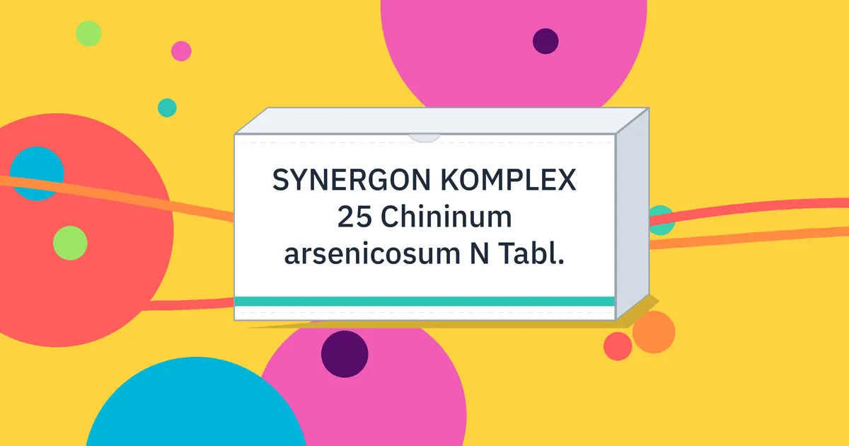Symbolbild: Packung mit der Aufschrift SYNERGON KOMPLEX 25 Chininum arsenicosum N Tabl. (PZN 03633415) – Verfügbarkeit und Bezug in Apotheken in Frankfurt am Main