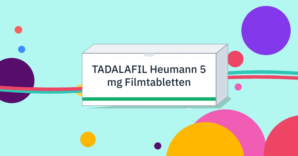 Symbolbild: Packung mit der Aufschrift TADALAFIL Heumann 5 mg Filmtabletten (PZN 13925745) – Verfügbarkeit und Bezug in Apotheken in Frankfurt am Main