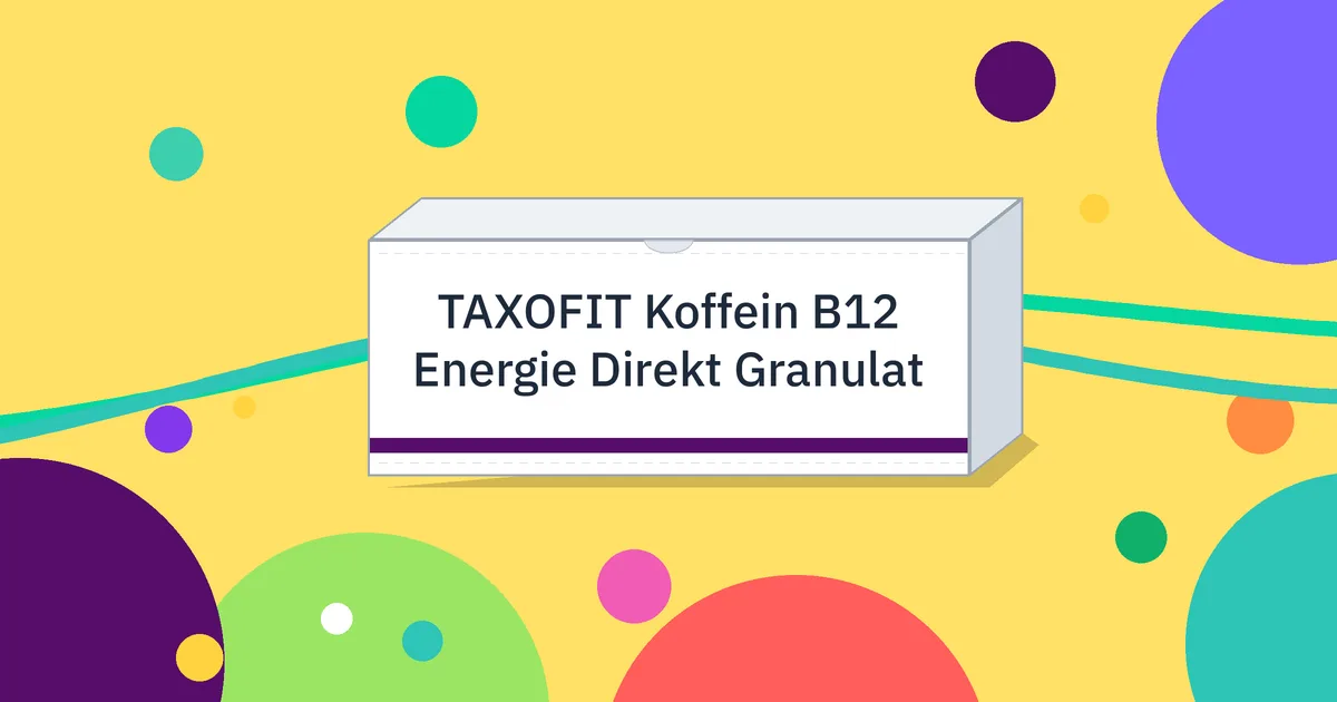 Symbolbild: Packung mit der Aufschrift TAXOFIT Koffein B12 Energie Direkt Granulat (PZN 02053271) – Verfügbarkeit und Bezug in Apotheken in Frankfurt am Main