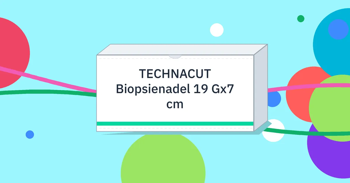 Symbolbild: Packung mit der Aufschrift TECHNACUT Biopsienadel 19 Gx7 cm (PZN 06771827) – Verfügbarkeit und Bezug in Apotheken in Frankfurt am Main