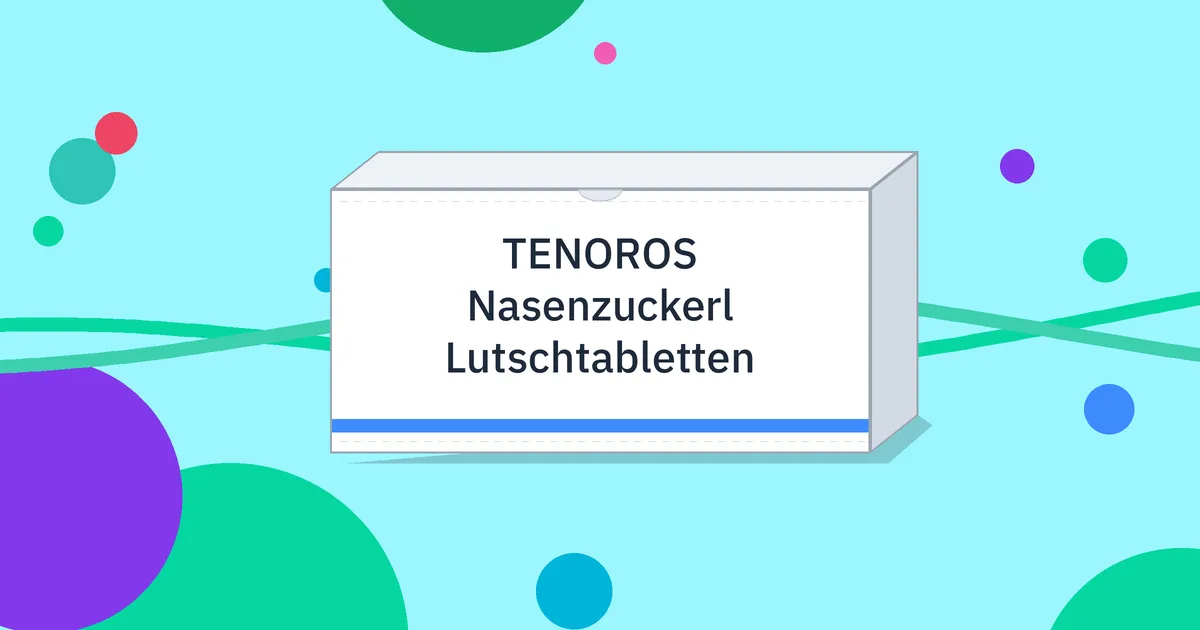 Symbolbild: Packung mit der Aufschrift TENOROS Nasenzuckerl Lutschtabletten (PZN 16887525) – Verfügbarkeit und Bezug in Apotheken in Frankfurt am Main
