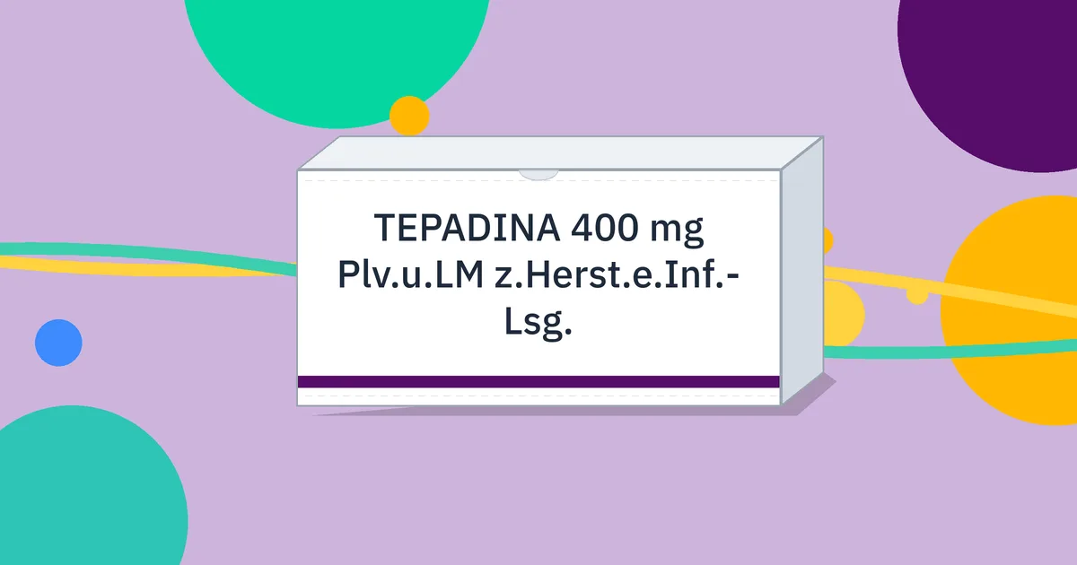 Symbolbild: Packung mit der Aufschrift TEPADINA 400 mg Plv.u.LM z.Herst.e.Inf.-Lsg. (PZN 17293555) – Verfügbarkeit und Bezug in Apotheken in Frankfurt am Main