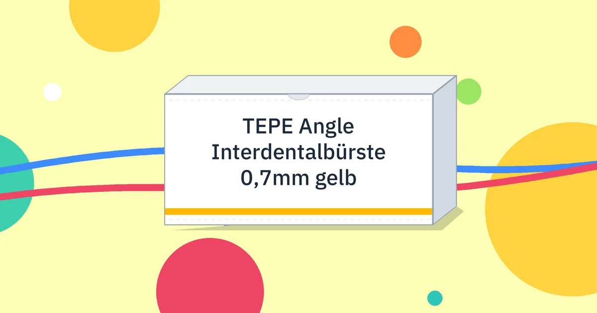 Symbolbild: Packung mit der Aufschrift TEPE Angle Interdentalbürste 0,7mm gelb (PZN 07708877) – Verfügbarkeit und Bezug in Apotheken in Frankfurt am Main