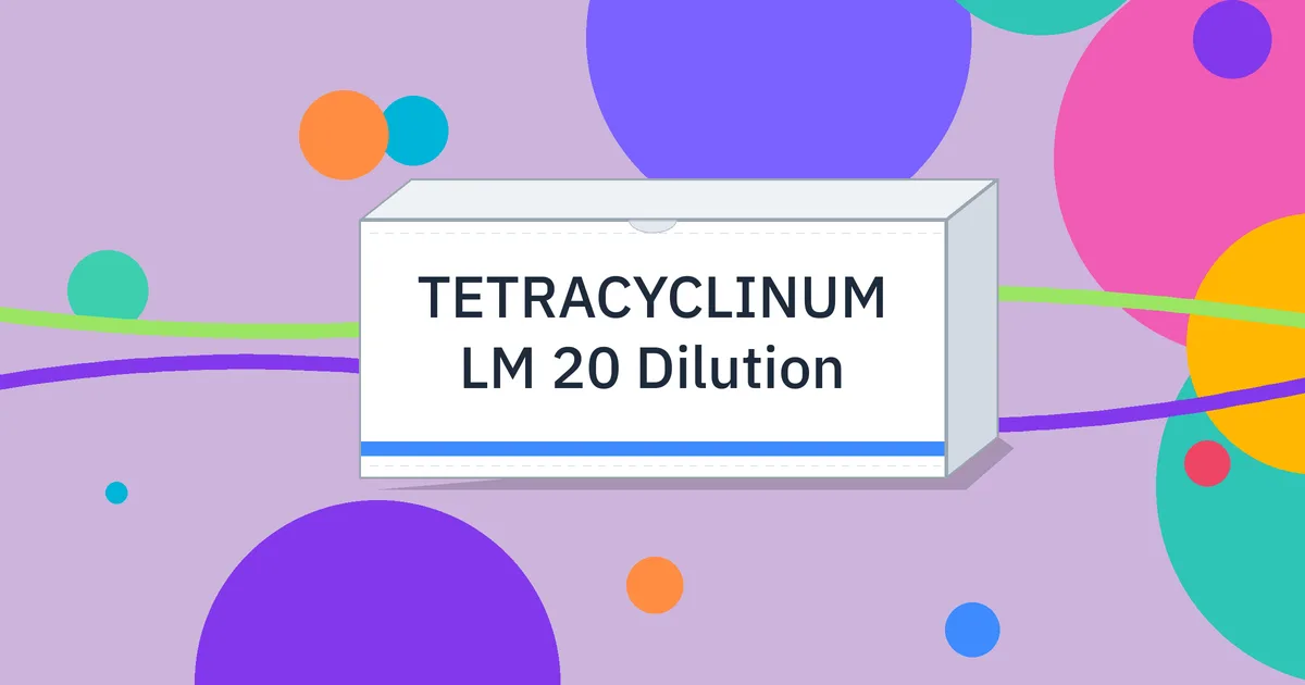 Symbolbild: Packung mit der Aufschrift TETRACYCLINUM LM 20 Dilution (PZN 13689227) – Verfügbarkeit und Bezug in Apotheken in Frankfurt am Main