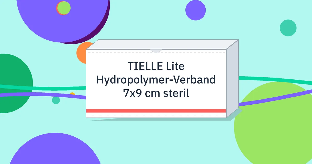 Symbolbild: Packung mit der Aufschrift TIELLE Lite Hydropolymer-Verband 7x9 cm steril (PZN 11277957) – Verfügbarkeit und Bezug in Apotheken in Frankfurt am Main