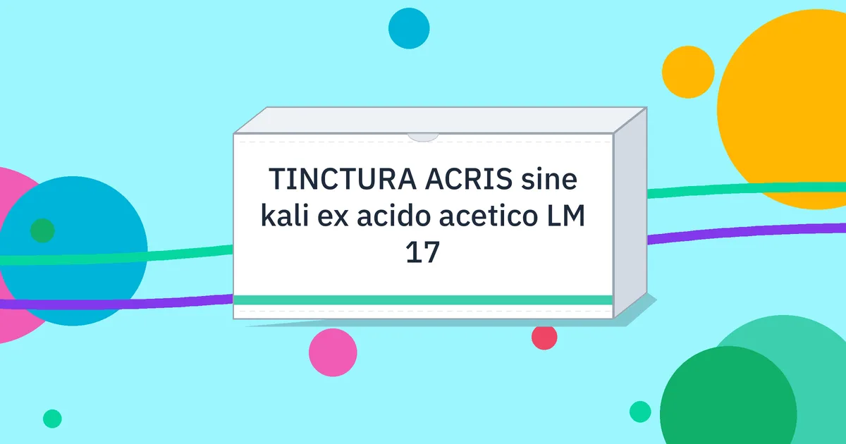 Symbolbild: Packung mit der Aufschrift TINCTURA ACRIS sine kali ex acido acetico LM 17 (PZN 13701632) – Verfügbarkeit und Bezug in Apotheken in Frankfurt am Main