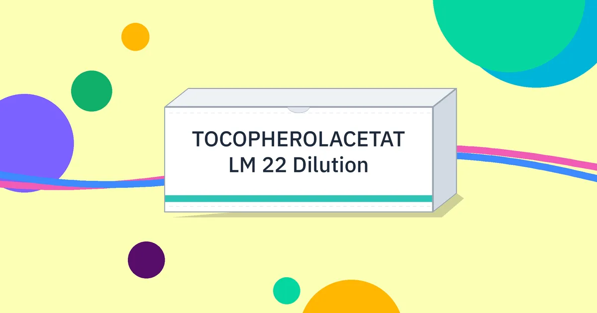 Symbolbild: Packung mit der Aufschrift TOCOPHEROLACETAT LM 22 Dilution (PZN 13224913) – Verfügbarkeit und Bezug in Apotheken in Frankfurt am Main