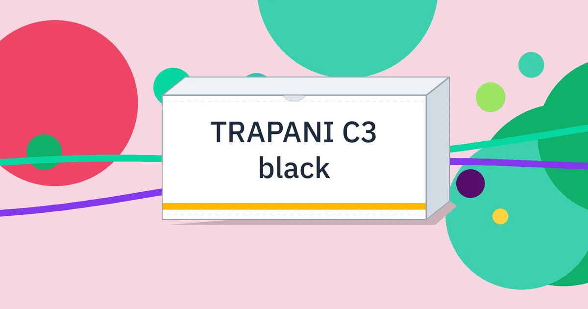Symbolbild: Packung mit der Aufschrift TRAPANI C3 black (PZN 20220904) – Verfügbarkeit und Bezug in Apotheken in Frankfurt am Main