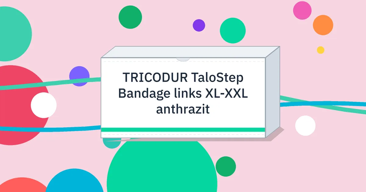 Symbolbild: Packung mit der Aufschrift TRICODUR TaloStep Bandage links XL-XXL anthrazit (PZN 09064757) – Verfügbarkeit und Bezug in Apotheken in Frankfurt am Main