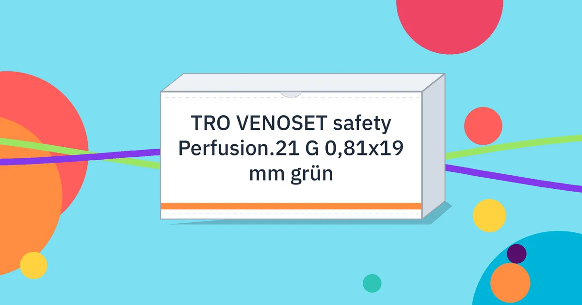 Symbolbild: Packung mit der Aufschrift TRO VENOSET safety Perfusion.21 G 0,81x19 mm grün (PZN 12378235) – Verfügbarkeit und Bezug in Apotheken in Frankfurt am Main