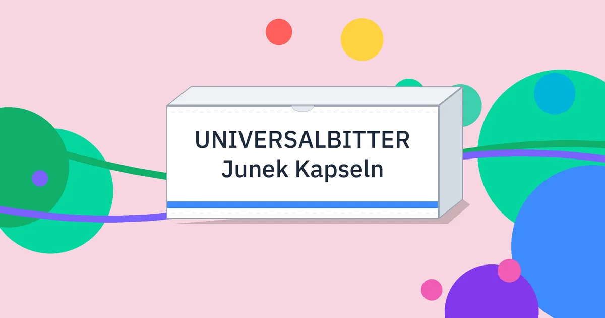 Symbolbild: Packung mit der Aufschrift UNIVERSALBITTER Junek Kapseln (PZN 10052185) – Verfügbarkeit und Bezug in Apotheken in Frankfurt am Main