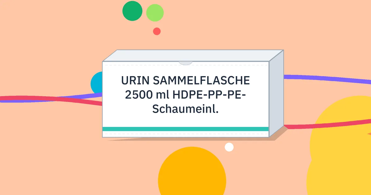 Symbolbild: Packung mit der Aufschrift URIN SAMMELFLASCHE 2500 ml HDPE-PP-PE-Schaumeinl. (PZN 18222600) – Verfügbarkeit und Bezug in Apotheken in Frankfurt am Main