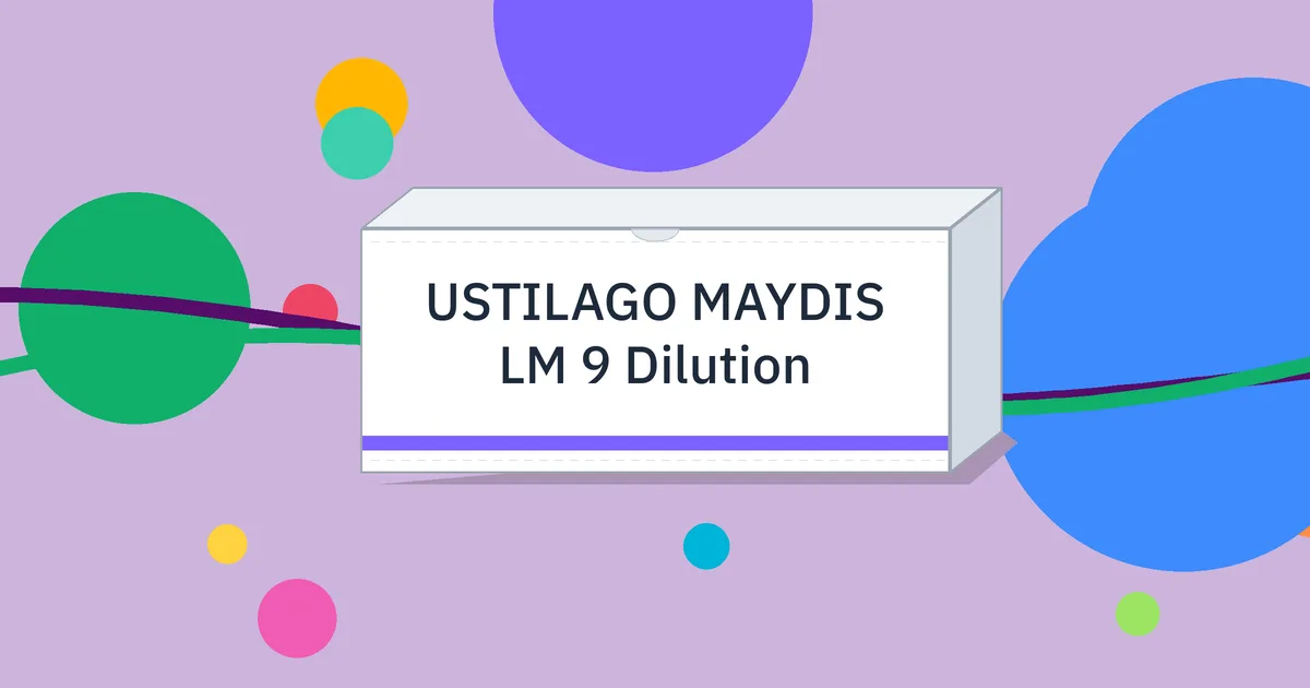 Symbolbild: Packung mit der Aufschrift USTILAGO MAYDIS LM 9 Dilution (PZN 13258042) – Verfügbarkeit und Bezug in Apotheken in Frankfurt am Main