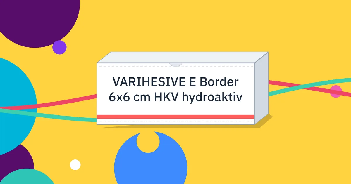 Symbolbild: Packung mit der Aufschrift VARIHESIVE E Border 6x6 cm HKV hydroaktiv (PZN 16150635) – Verfügbarkeit und Bezug in Apotheken in Frankfurt am Main
