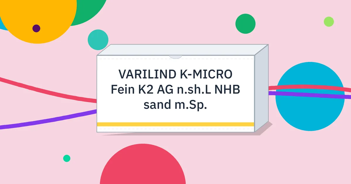 Symbolbild: Packung mit der Aufschrift VARILIND K-MICRO Fein K2 AG n.sh.L NHB sand m.Sp. (PZN 20555786) – Verfügbarkeit und Bezug in Apotheken in Frankfurt am Main