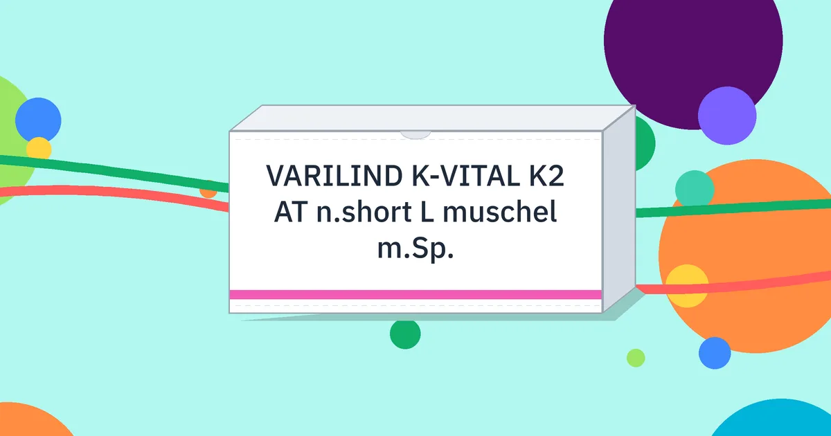 Symbolbild: Packung mit der Aufschrift VARILIND K-VITAL K2 AT n.short L muschel m.Sp. (PZN 20562295) – Verfügbarkeit und Bezug in Apotheken in Frankfurt am Main