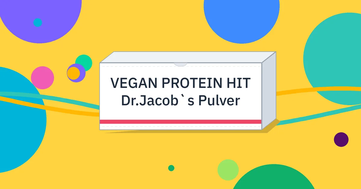 Symbolbild: Packung mit der Aufschrift VEGAN PROTEIN HIT Dr.Jacob`s Pulver (PZN 19102111) – Verfügbarkeit und Bezug in Apotheken in Frankfurt am Main