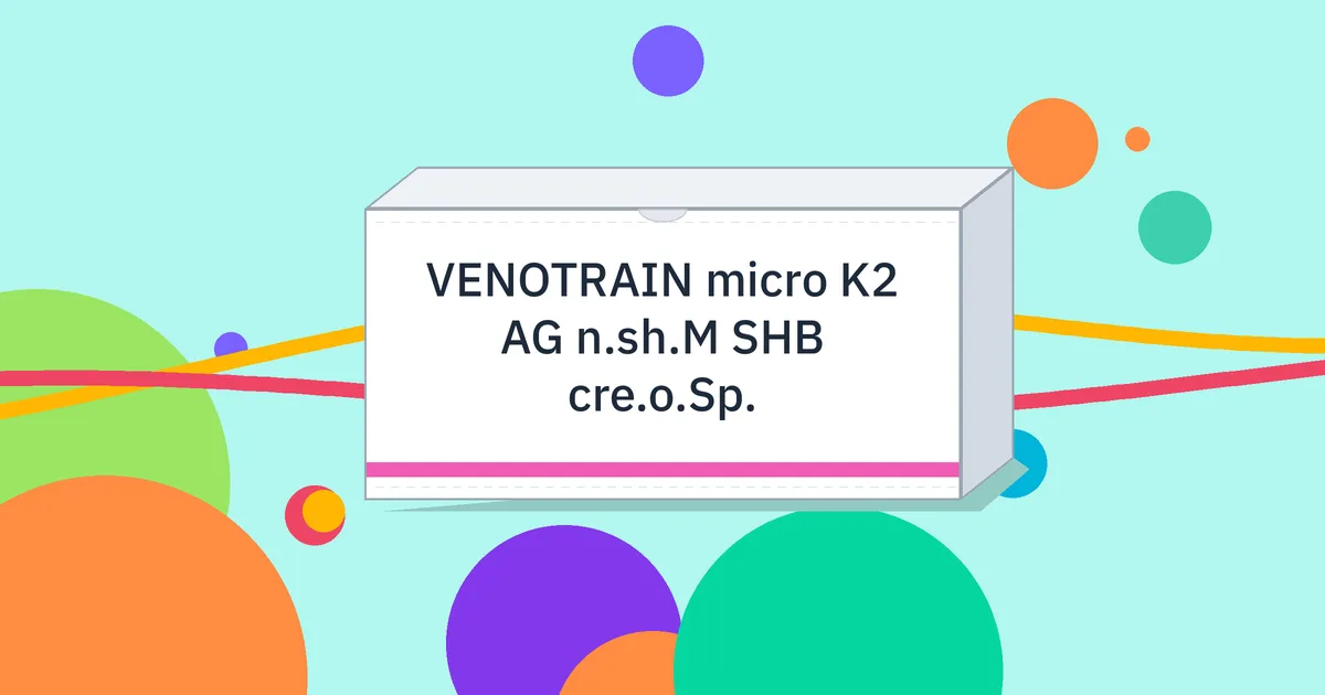 Symbolbild: Packung mit der Aufschrift VENOTRAIN micro K2 AG n.sh.M SHB cre.o.Sp. (PZN 05714856) – Verfügbarkeit und Bezug in Apotheken in Frankfurt am Main