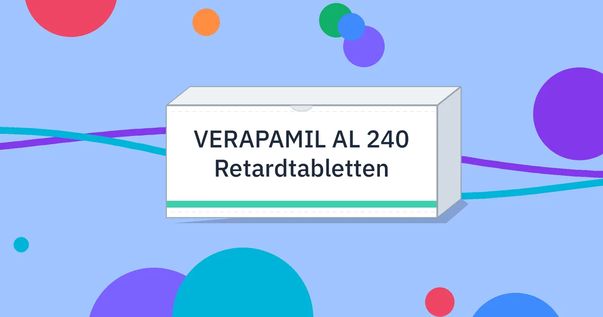 Symbolbild: Packung mit der Aufschrift VERAPAMIL AL 240 Retardtabletten (PZN 06967335) – Verfügbarkeit und Bezug in Apotheken in Frankfurt am Main