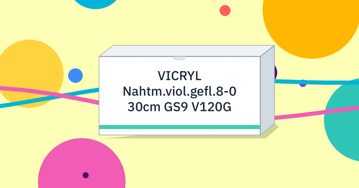 Symbolbild: Packung mit der Aufschrift VICRYL Nahtm.viol.gefl.8-0 30cm GS9 V120G (PZN 16257623) – Verfügbarkeit und Bezug in Apotheken in Frankfurt am Main