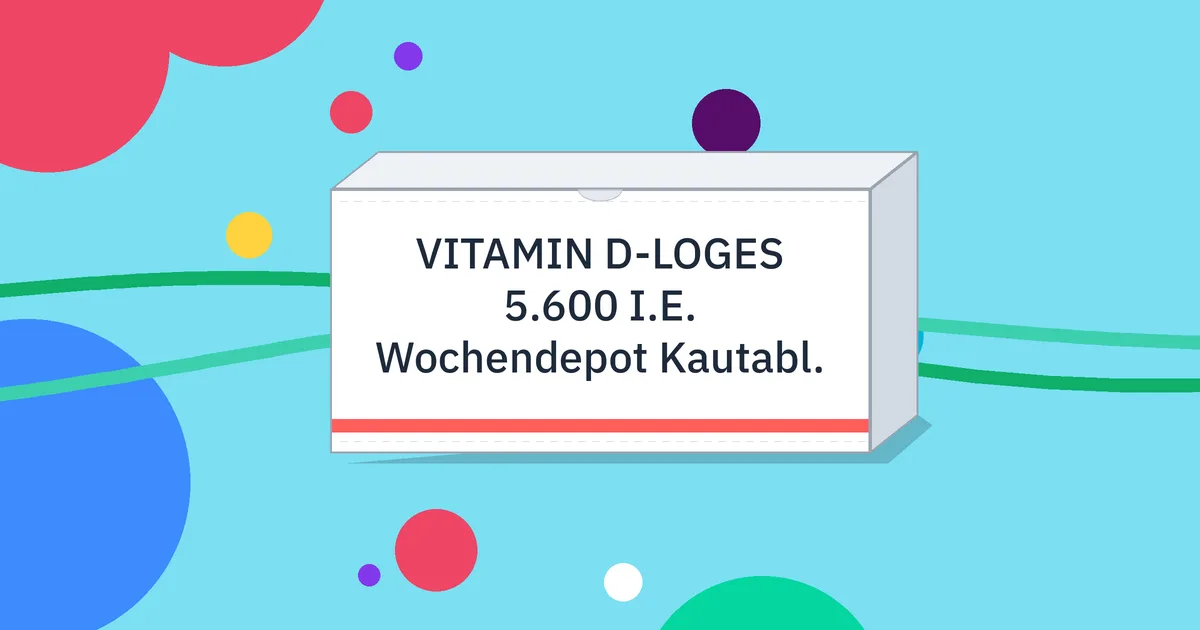 Symbolbild: Packung mit der Aufschrift VITAMIN D-LOGES 5.600 I.E. Wochendepot Kautabl. (PZN 10073661) – Verfügbarkeit und Bezug in Apotheken in Frankfurt am Main