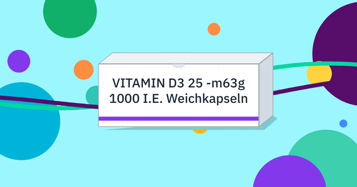Symbolbild: Packung mit der Aufschrift VITAMIN D3 25 -m63g 1000 I.E. Weichkapseln (PZN 19740372) – Verfügbarkeit und Bezug in Apotheken in Frankfurt am Main