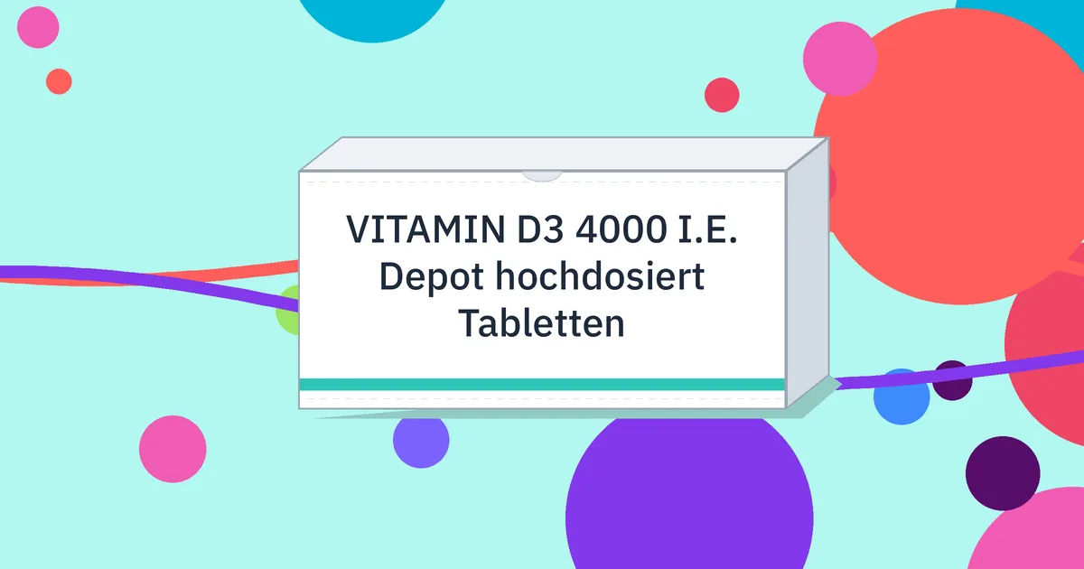 Symbolbild: Packung mit der Aufschrift VITAMIN D3 4000 I.E. Depot hochdosiert Tabletten (PZN 16890361) – Verfügbarkeit und Bezug in Apotheken in Frankfurt am Main