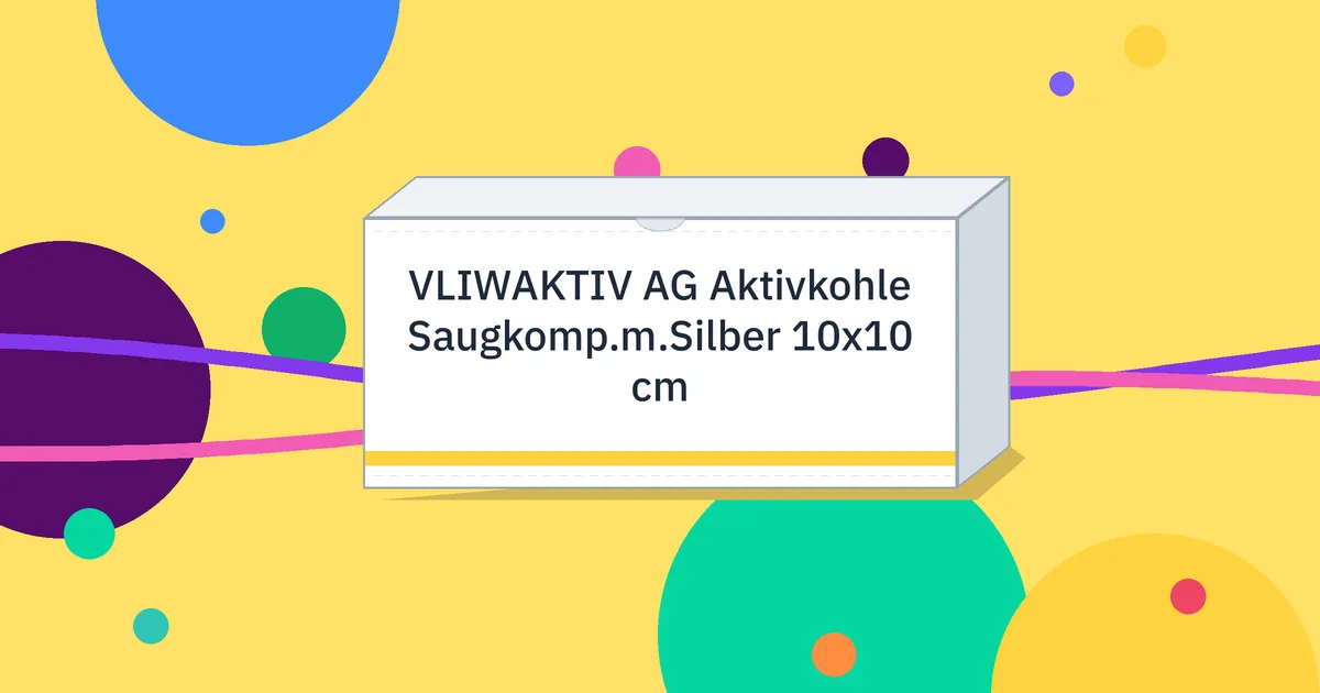 Symbolbild: Packung mit der Aufschrift VLIWAKTIV AG Aktivkohle Saugkomp.m.Silber 10x10 cm (PZN 04871714) – Verfügbarkeit und Bezug in Apotheken in Frankfurt am Main