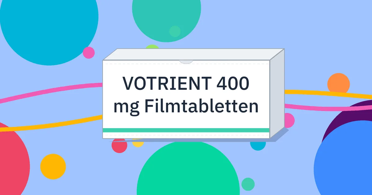 Symbolbild: Packung mit der Aufschrift VOTRIENT 400 mg Filmtabletten (PZN 09759241) – Verfügbarkeit und Bezug in Apotheken in Frankfurt am Main