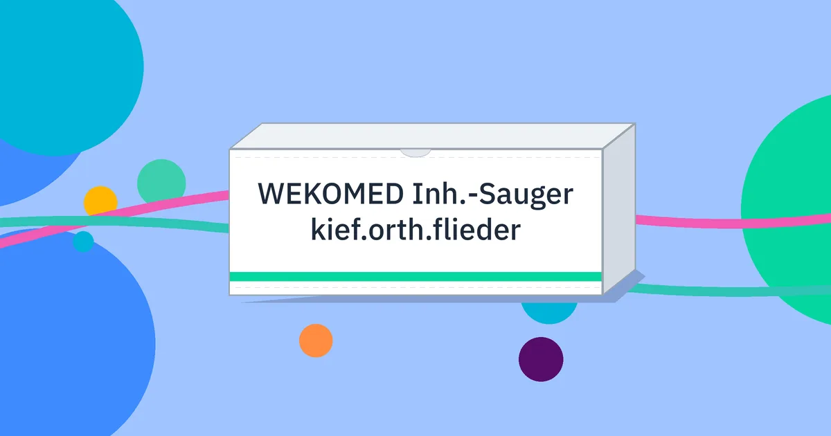Symbolbild: Packung mit der Aufschrift WEKOMED Inh.-Sauger kief.orth.flieder (PZN 03823989) – Verfügbarkeit und Bezug in Apotheken in Frankfurt am Main