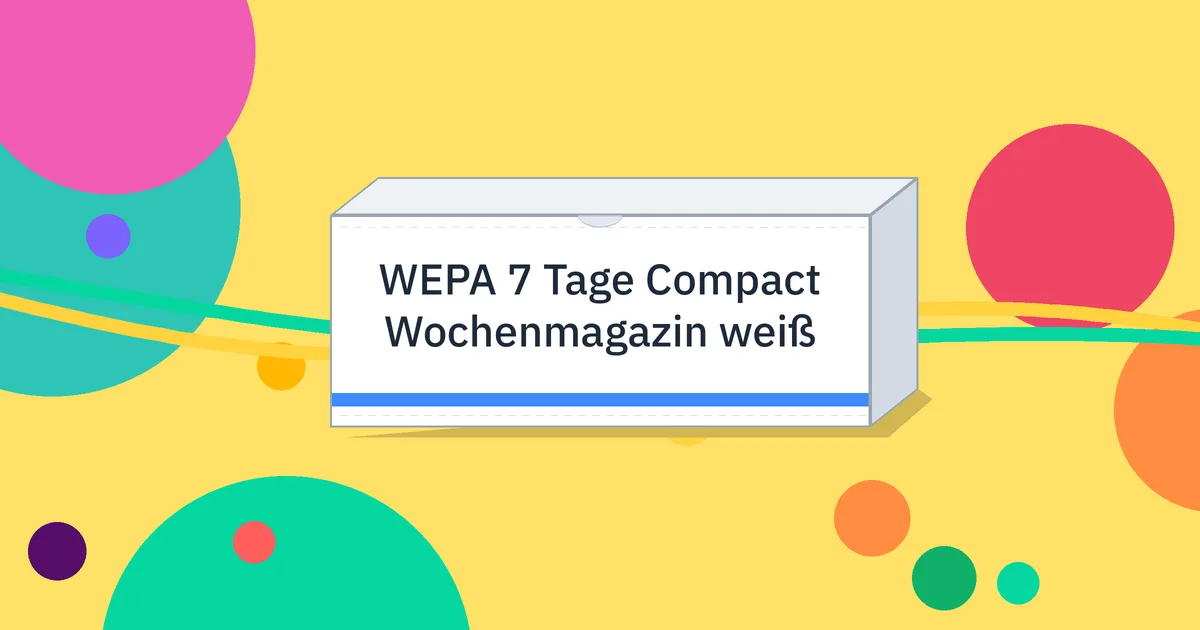 Symbolbild: Packung mit der Aufschrift WEPA 7 Tage Compact Wochenmagazin weiß (PZN 18878016) – Verfügbarkeit und Bezug in Apotheken in Frankfurt am Main