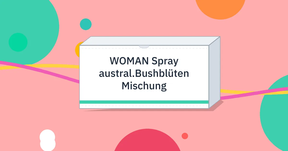 Symbolbild: Packung mit der Aufschrift WOMAN Spray austral.Bushblüten Mischung (PZN 05046656) – Verfügbarkeit und Bezug in Apotheken in Frankfurt am Main