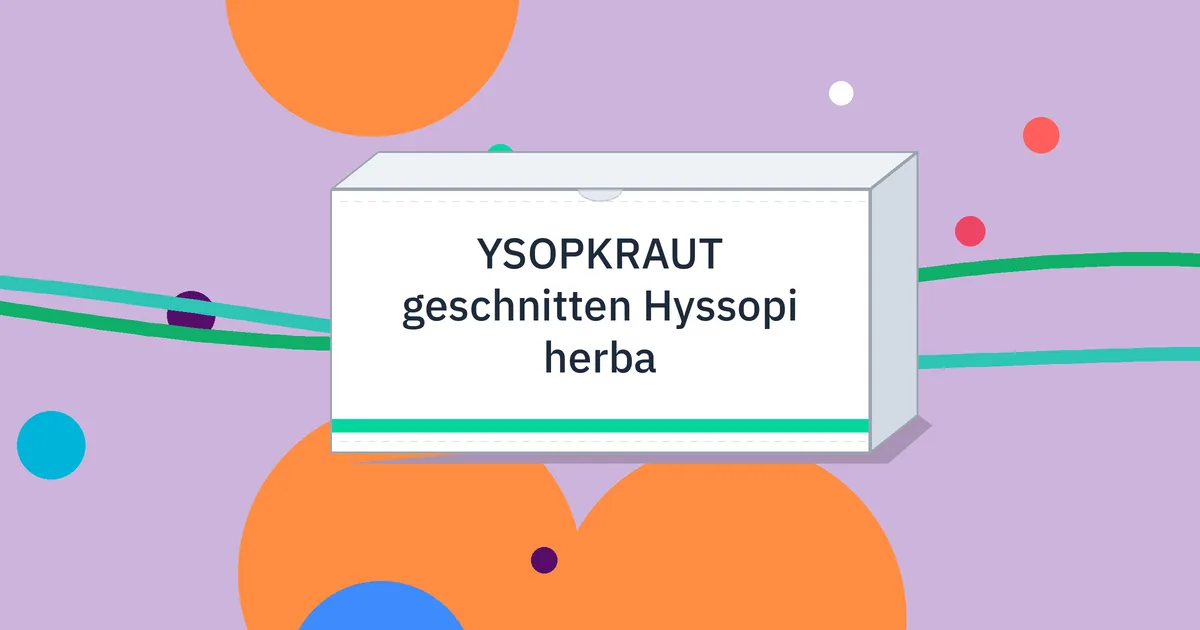 Symbolbild: Packung mit der Aufschrift YSOPKRAUT geschnitten Hyssopi herba (PZN 20953908) – Verfügbarkeit und Bezug in Apotheken in Frankfurt am Main