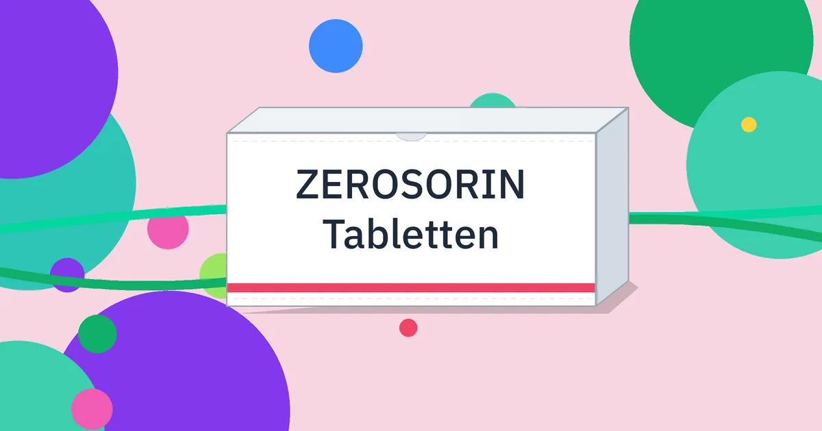 Symbolbild: Packung mit der Aufschrift ZEROSORIN Tabletten (PZN 02470483) – Verfügbarkeit und Bezug in Apotheken in Frankfurt am Main